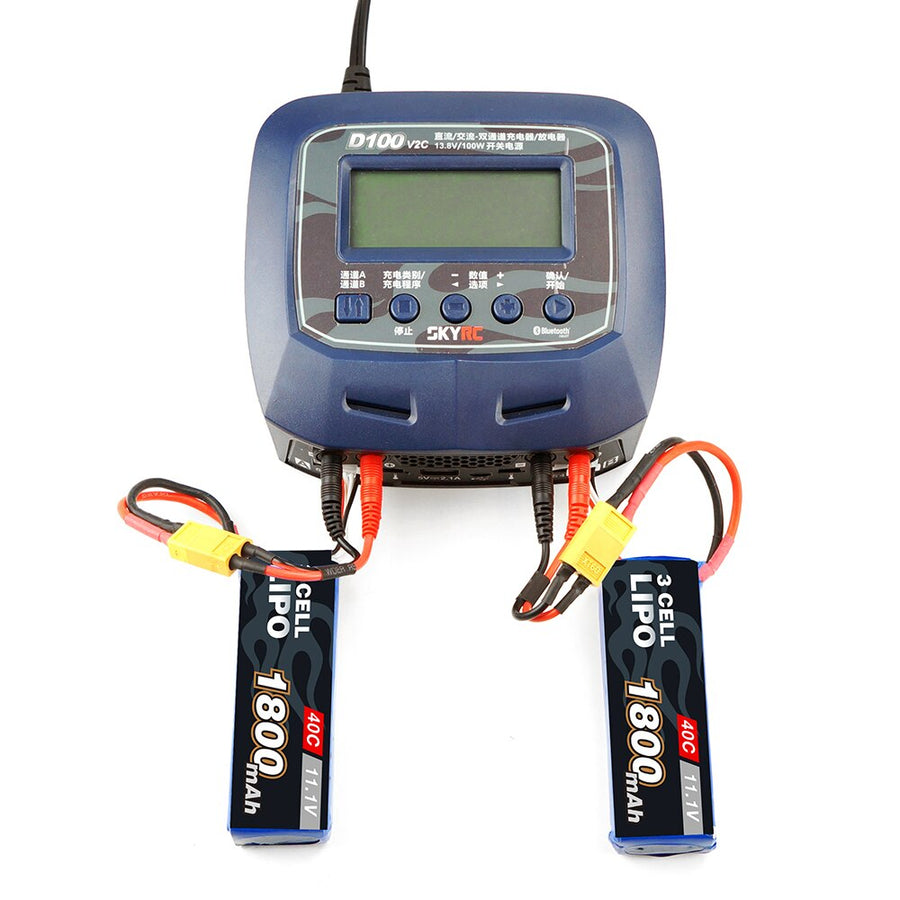 SKYRC D100 V2 Li-Polymer/Li-Fe/LiPo/HV LiPo Charger Dual-Channel Li-Po ...
